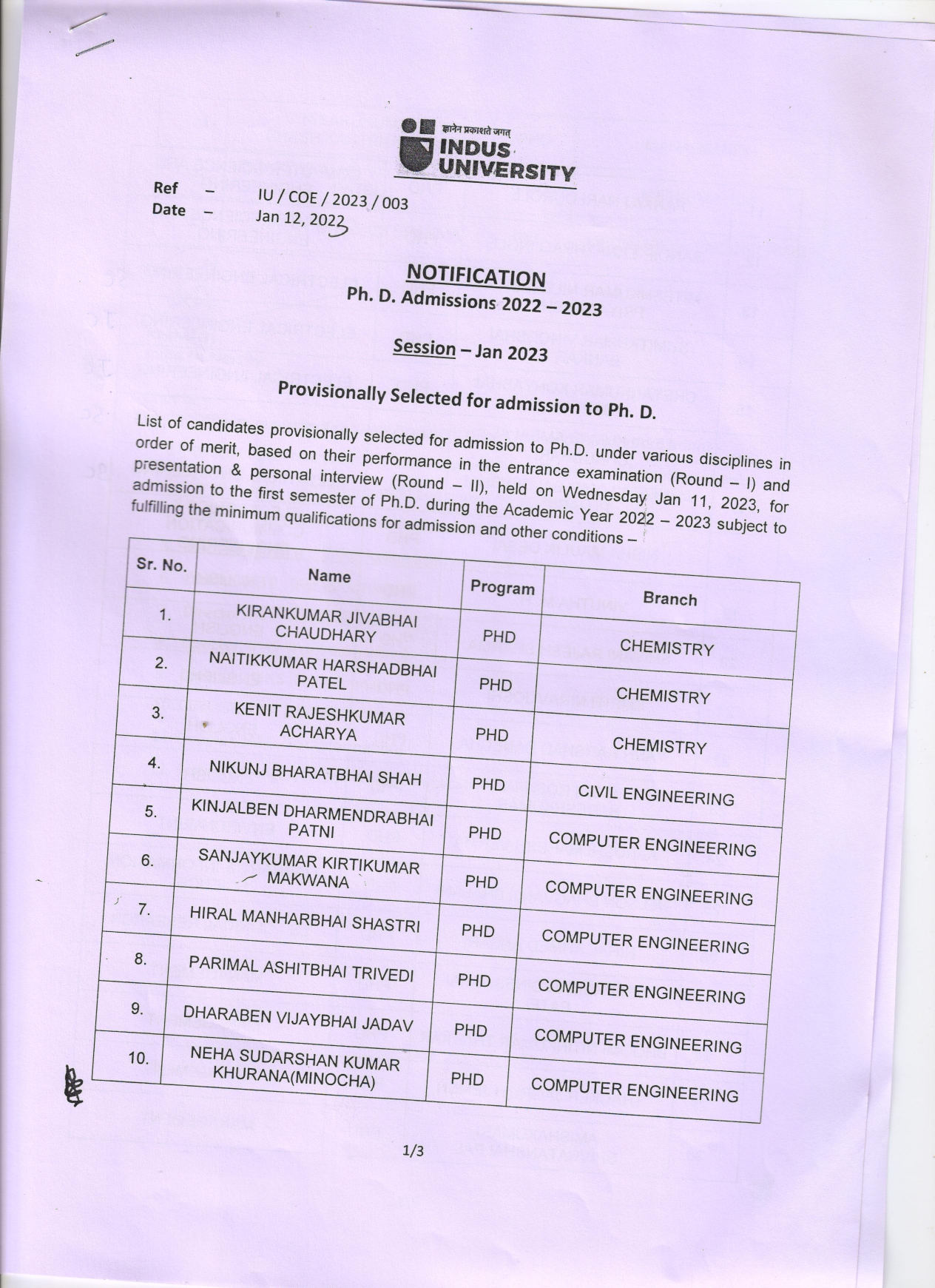 Indus Institute of Technology and Engineering – Indus University